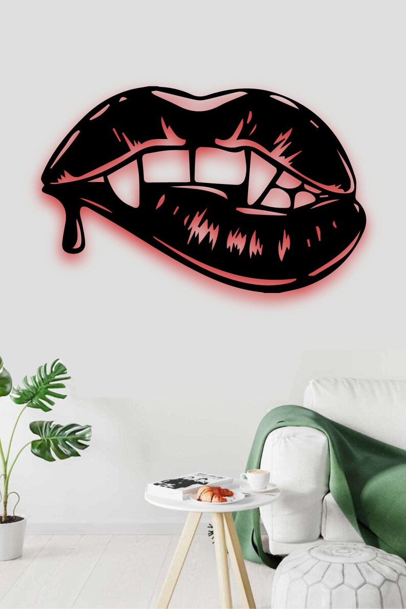 Female Vampire Fangs LED Lighted Wall Art Neon Sign Vampire - Etsy