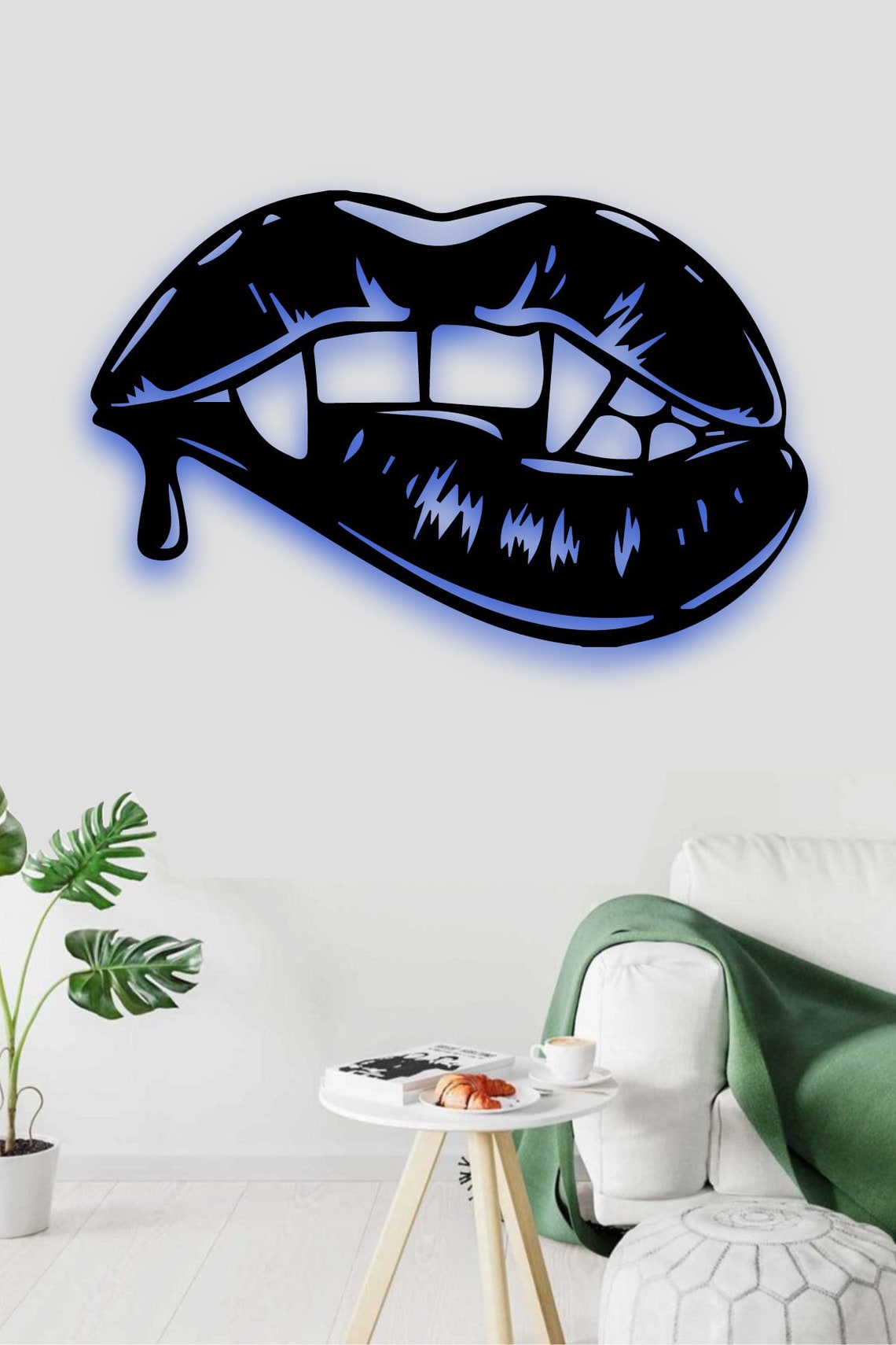 Female Vampire Fangs LED Lighted Wall Art Neon Sign Vampire | Etsy