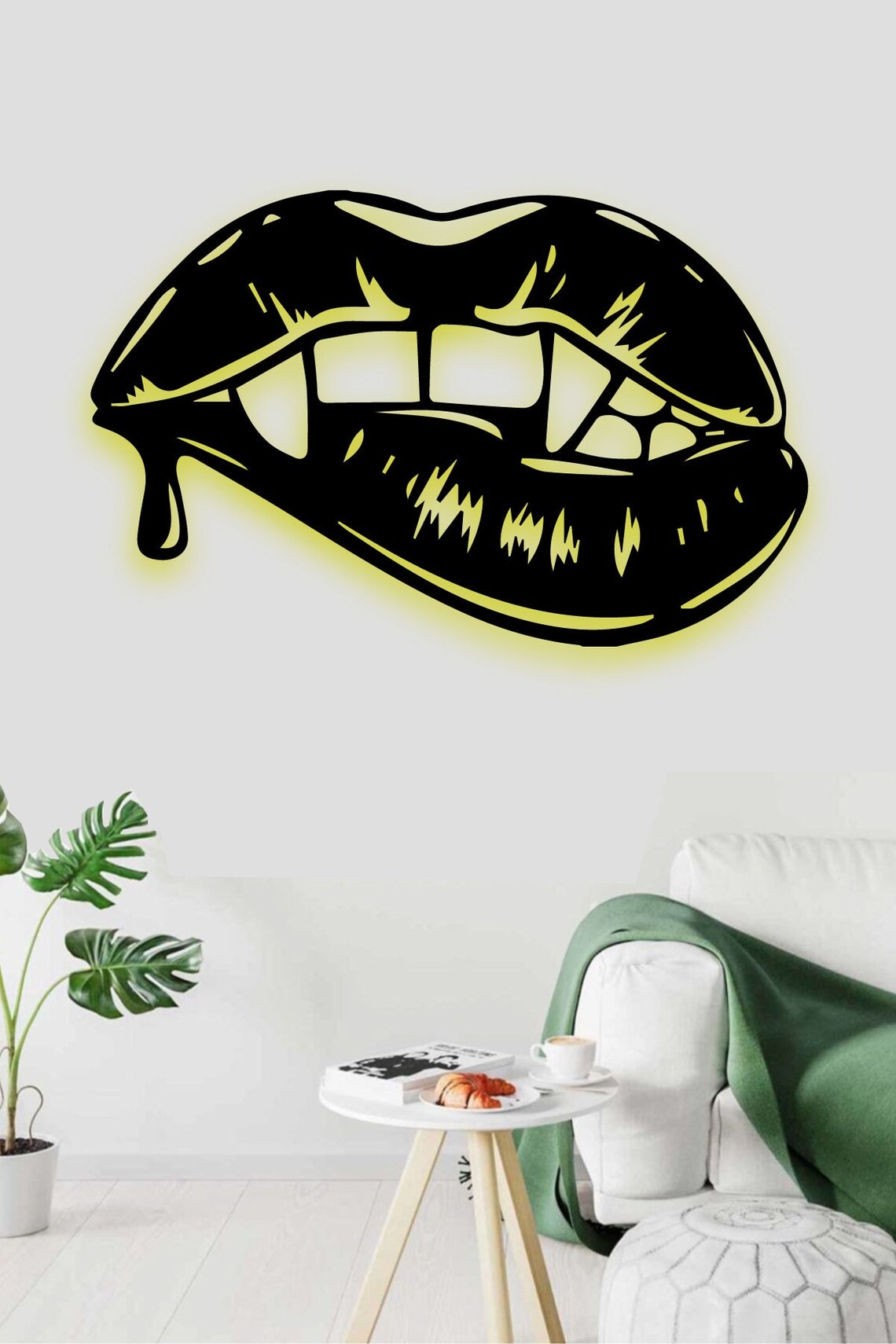 Female Vampire Fangs LED Lighted Wall Art Neon Sign Vampire - Etsy