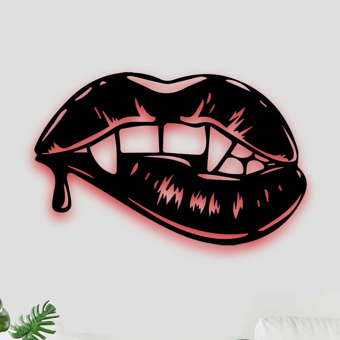 Female Vampire Fangs LED Lighted Wall Art Neon Sign Vampire - Etsy