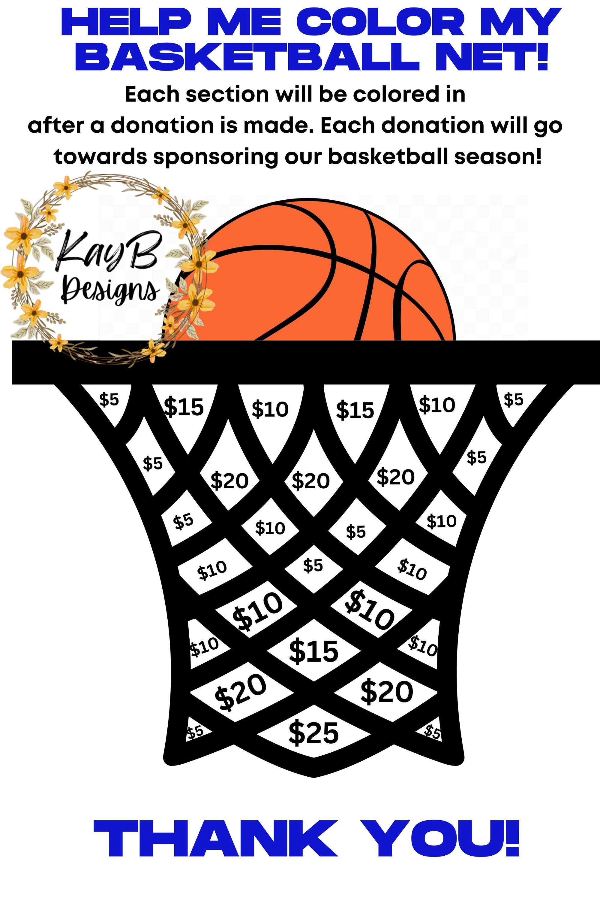 Color My Basketball Net Fundraiser - Etsy