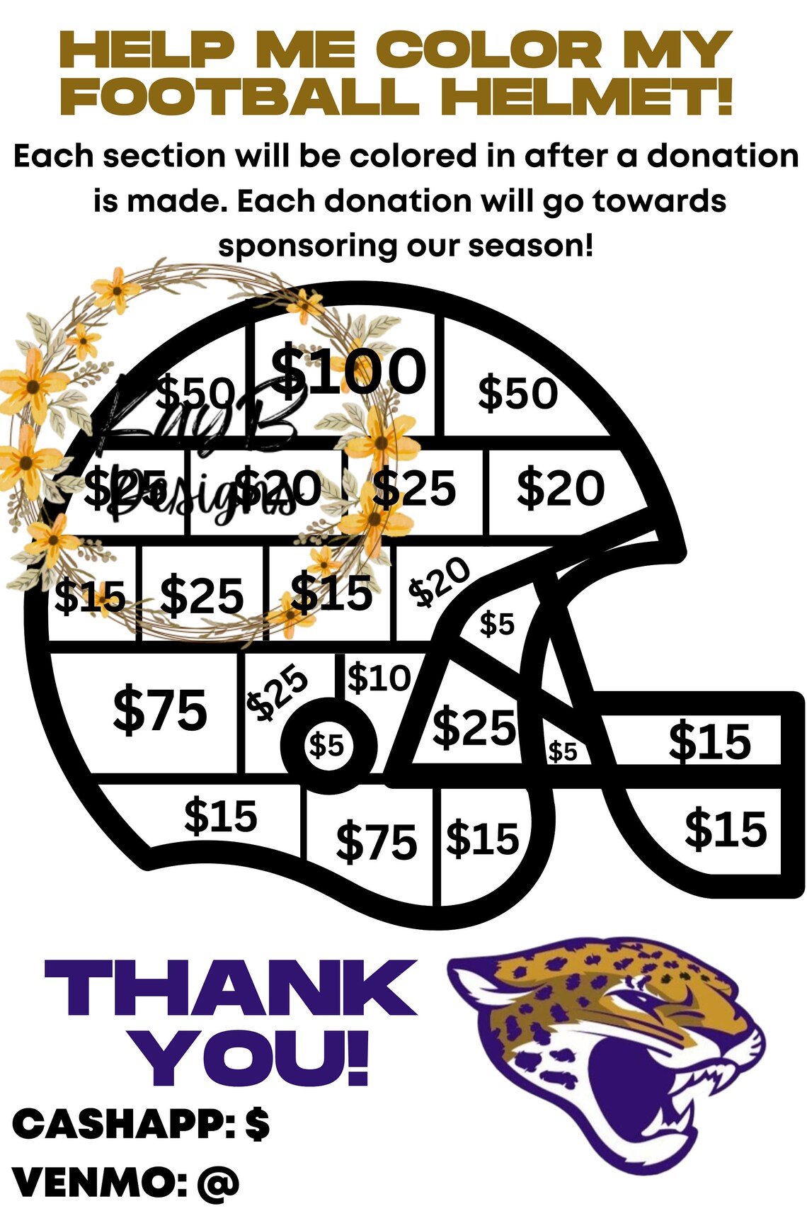 Color My Football Helmet Fundraiser (digital) - Etsy