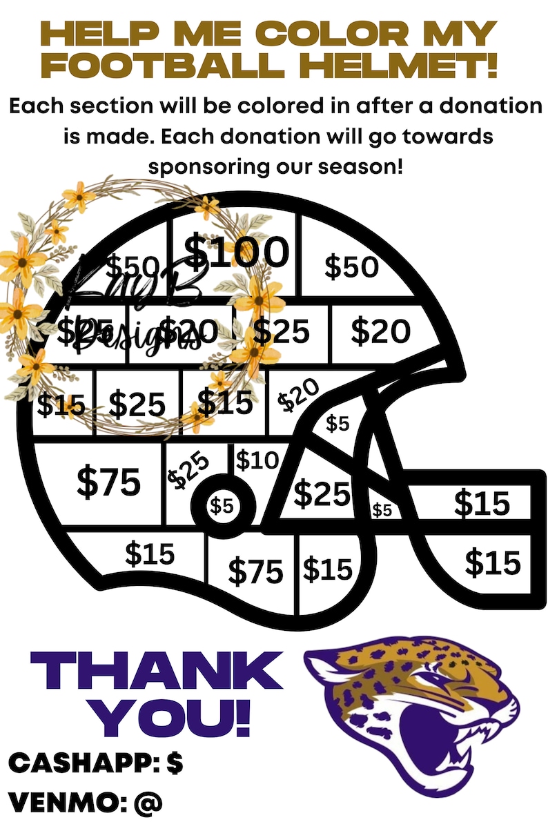 Color My Football Helmet Fundraiser (digital) - Etsy
