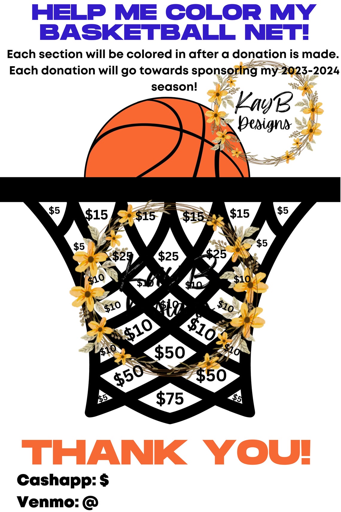 Color My Basketball Net Fundraiser - Etsy