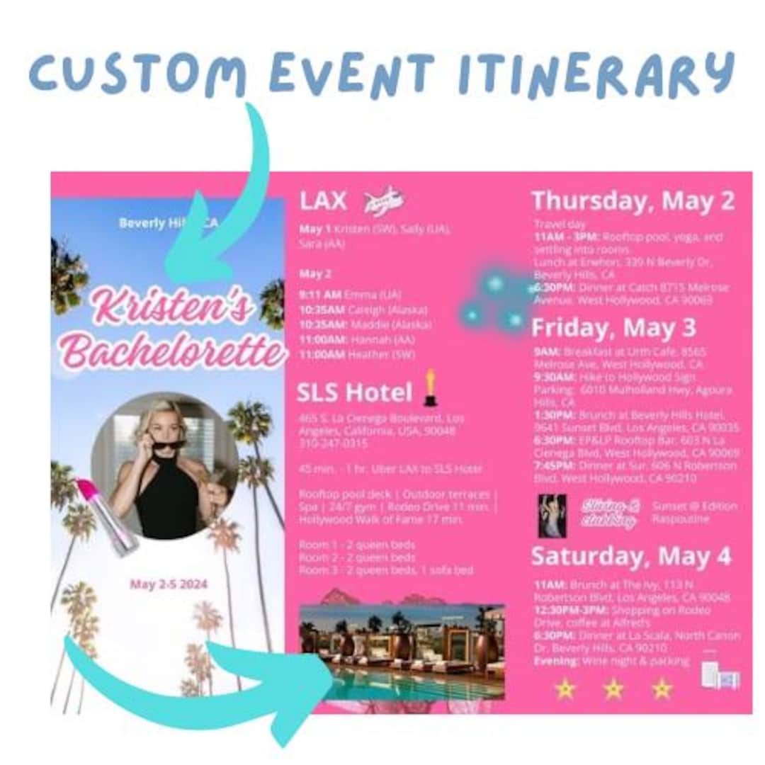 CUSTOM PRINTED ITINERARY | Event Planner Brochure for Parties, Weddings ...