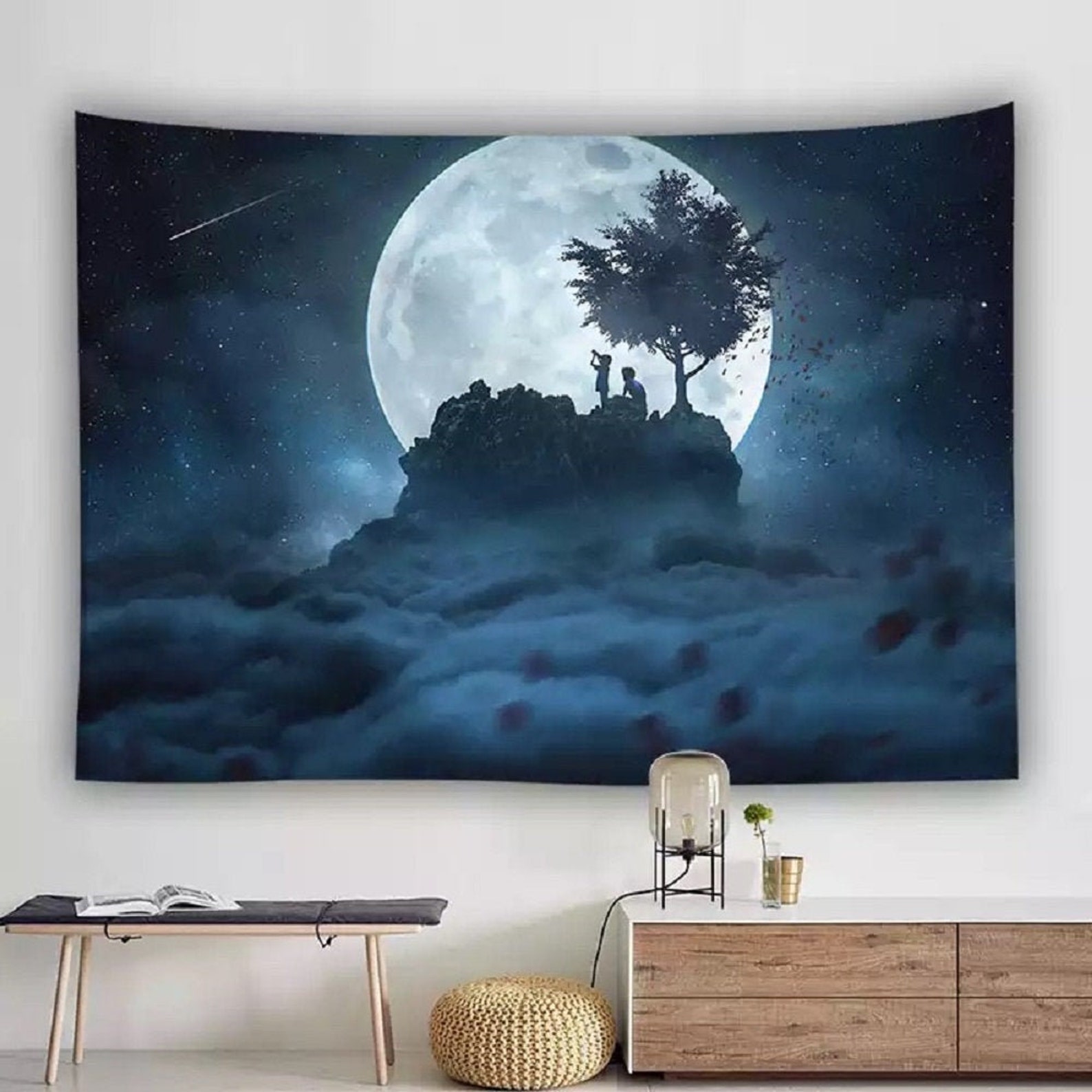 Fantasy Night Sky Tapestry Moon Tapestry Dream Psychedelic Wall Hanging ...