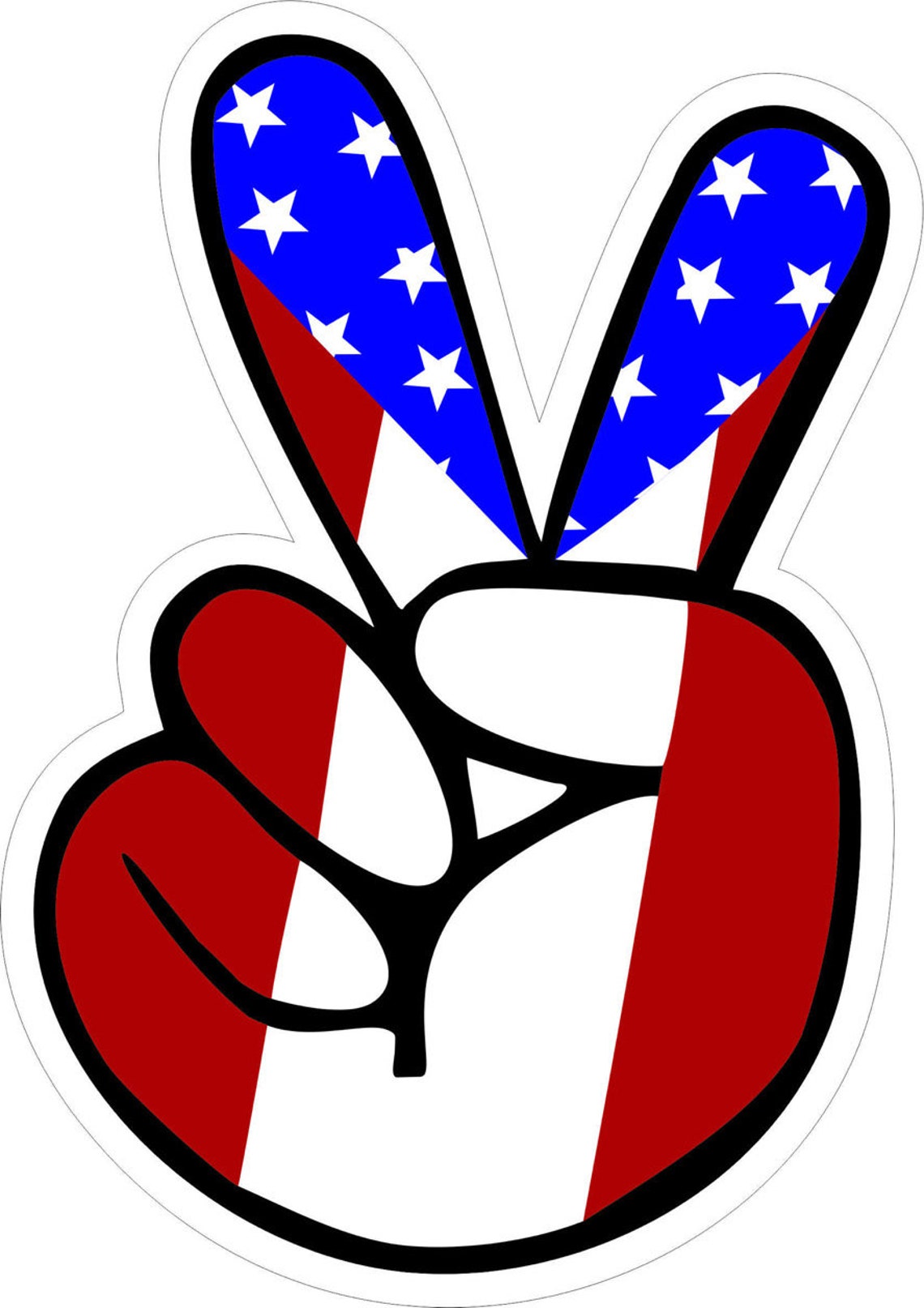 Hand Gesture American Flag Design Sticker Car Window Decal Rock Music ...