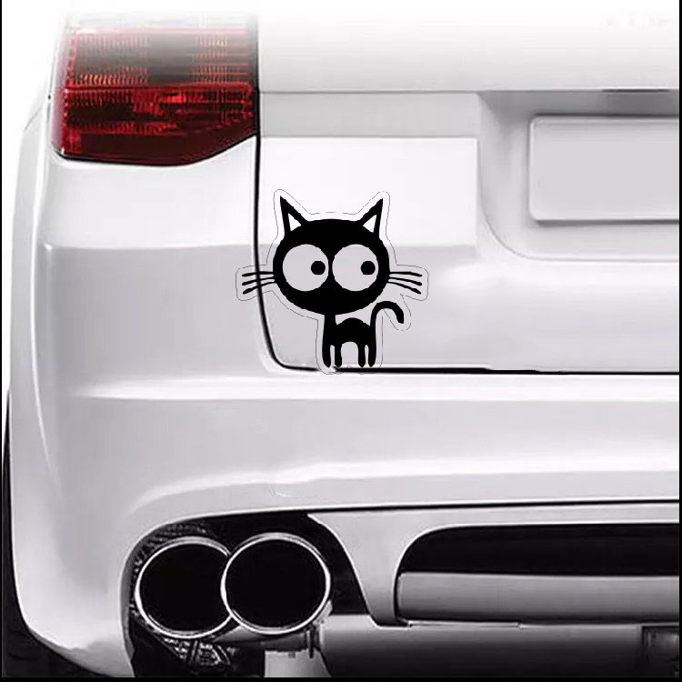 Cute Cat Standing on the Car Decal, Animated Kitten Peeking Car Decal ...
