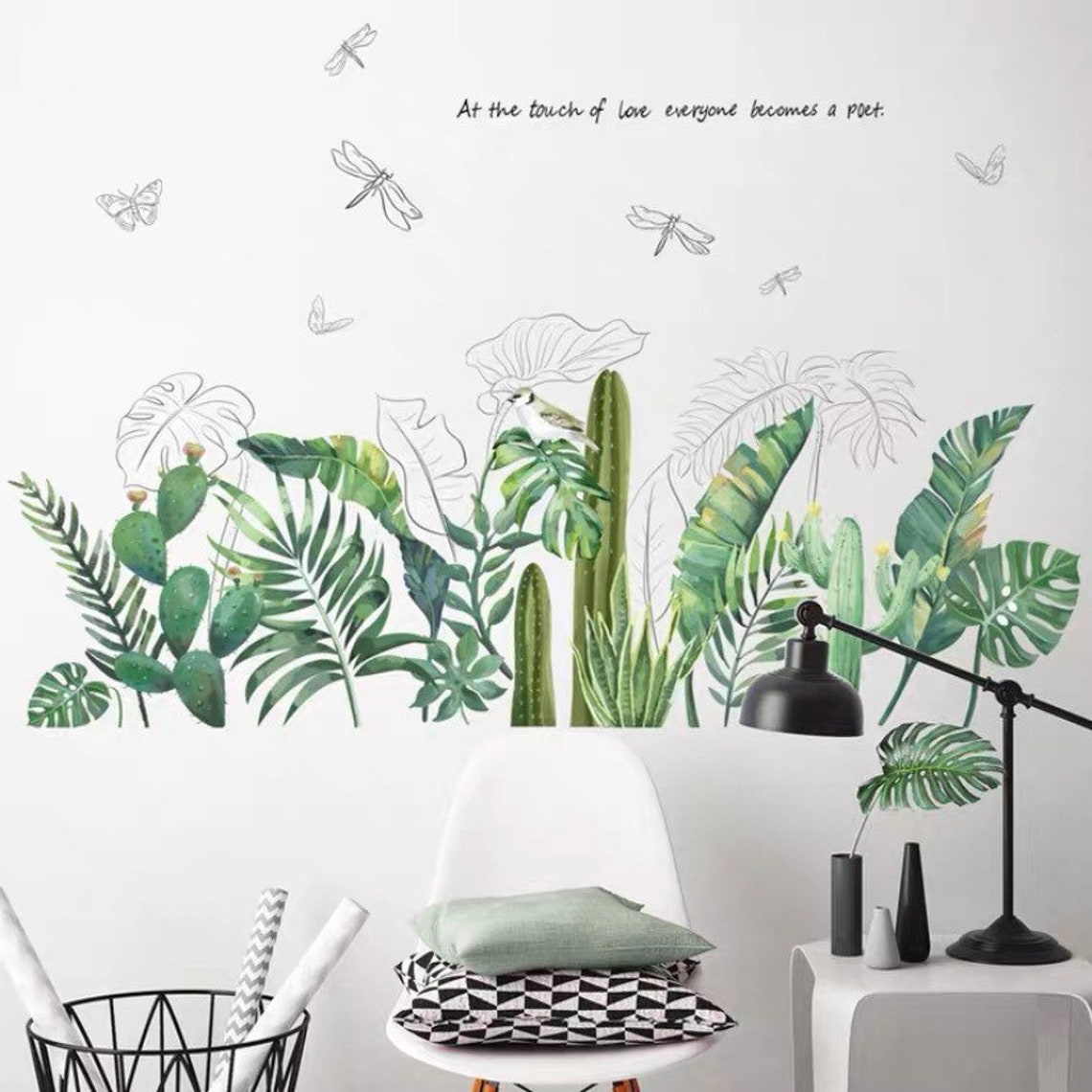 Green Decal, Tropical Plants Wall Decal, Wall Stickersgarden Green ...