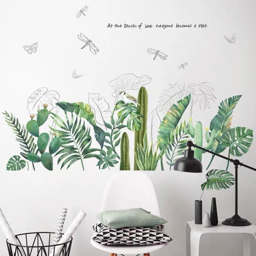 Green Decal, Tropical Plants Wall Decal, Wall Stickersgarden Green ...