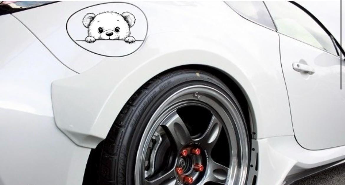 Cute Peeking Bear Car Sticker. Adorable Cartoon Animal Vinyl Sticker ...