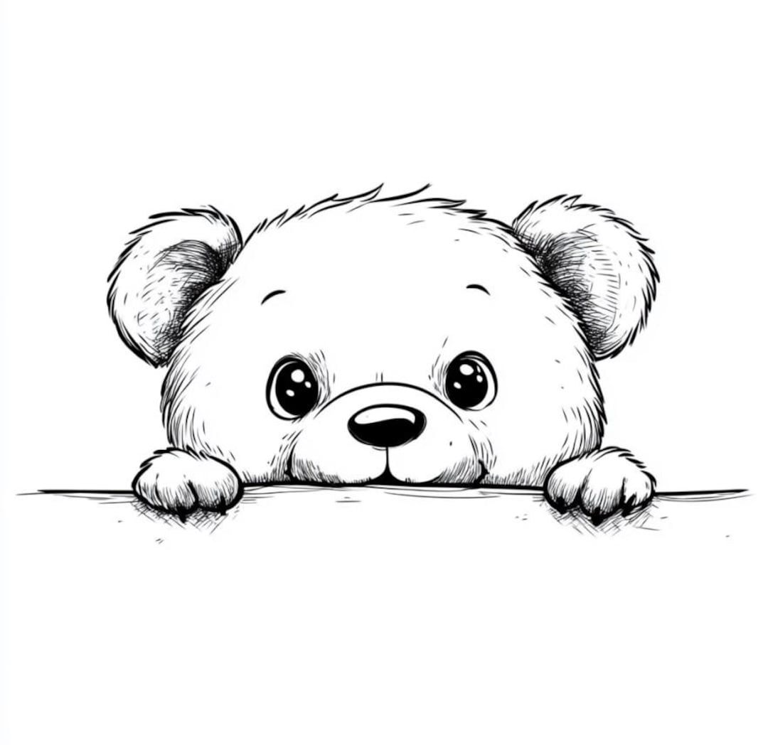 Cute Peeking Bear Car Sticker. Adorable Cartoon Animal Vinyl Sticker ...