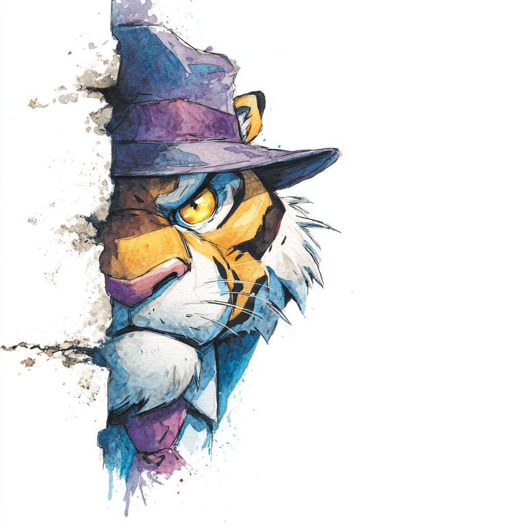 Tiger Car Sticker, Watercolor Tiger Decal, Hip Hop Tiger With Hat Vinyl ...