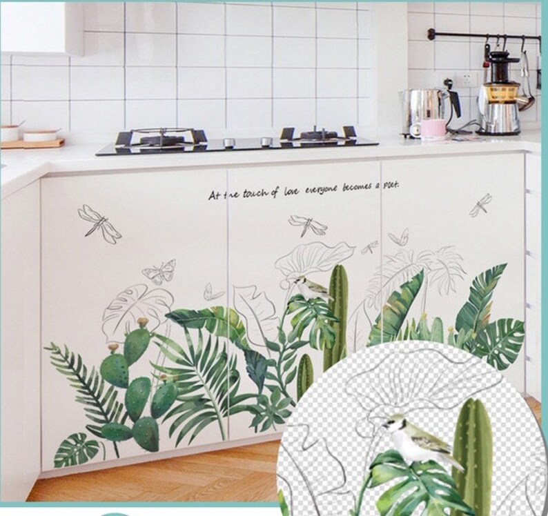 Green Decal, Tropical Plants Wall Decal, Wall Stickersgarden Green ...
