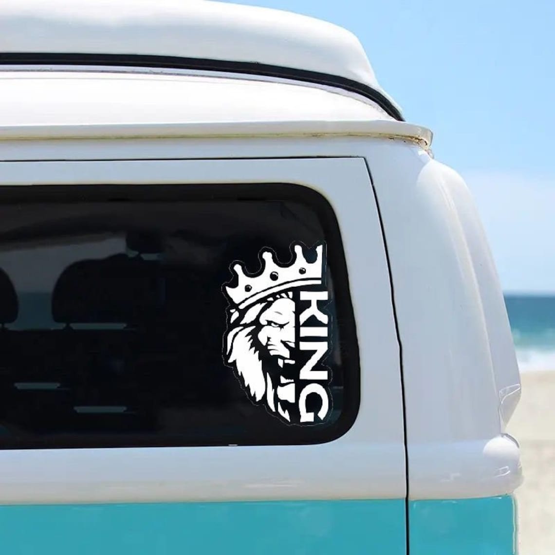 Lion Face Decal for Car Vinyl Window, Crown King With Lion Symbol Royal ...