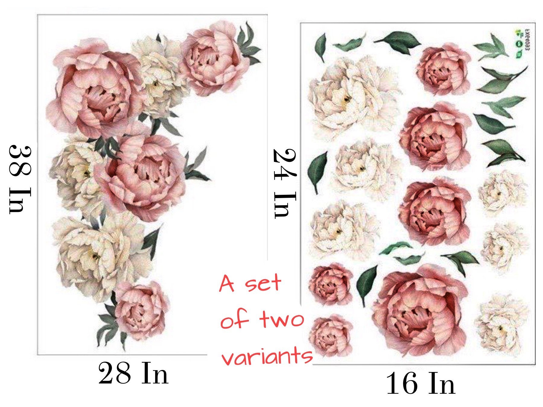 Peony Flowers Wall Decals Living Room Peony Flower Wall | Etsy