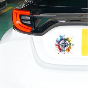 Colorful Boho Compass Car Decal – Waterproof Rainbow Sticker for ...