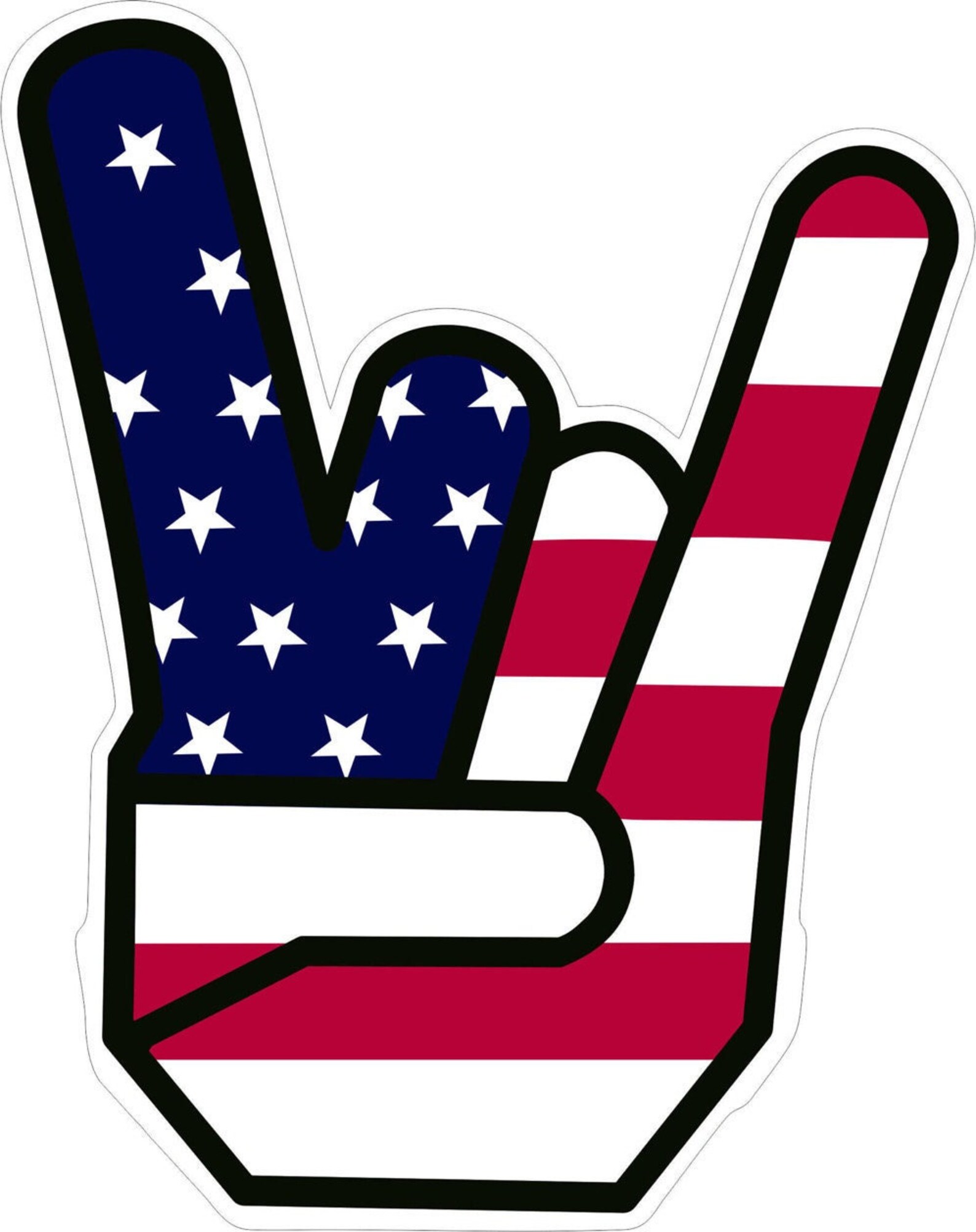 Hand Gesture American Flag Design Sticker Car Window Decal Rock Music ...