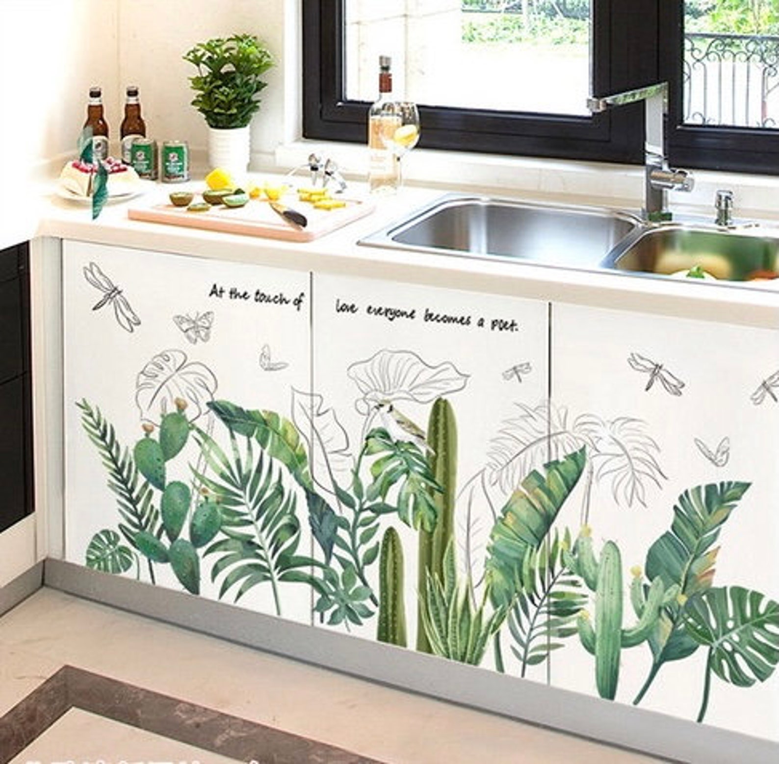Green Decal, Tropical Plants Wall Decal, Wall Stickersgarden Green ...