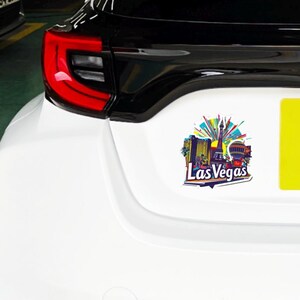 Las Vegas Cityscape Car Sticker. Neon City Vibes, Iconic Strip ...