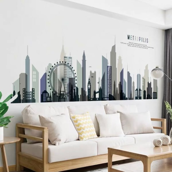 Cityscape Wall Decal - Etsy