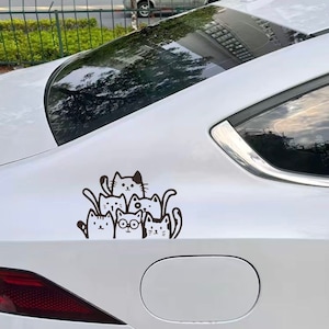 Standing 6 Cats for Window Vinyl Self-adhesive Decal, Cute Cats Anime ...