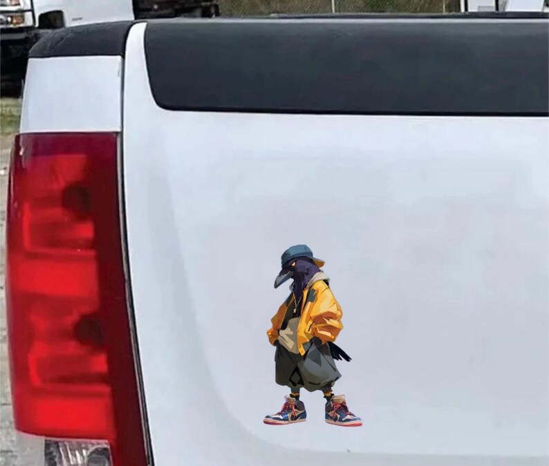 Hip Hop Bird Car Sticker, Funny Crow Decal With Sneakers and Cap, Cool ...