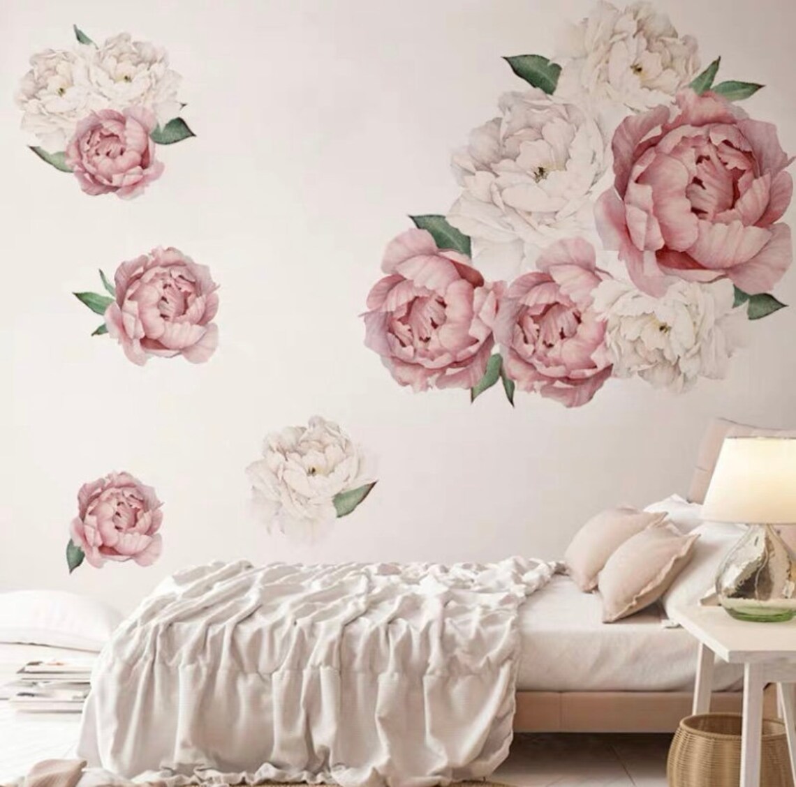 Peony Flowers Wall Decals Living Room Peony Flower Wall | Etsy