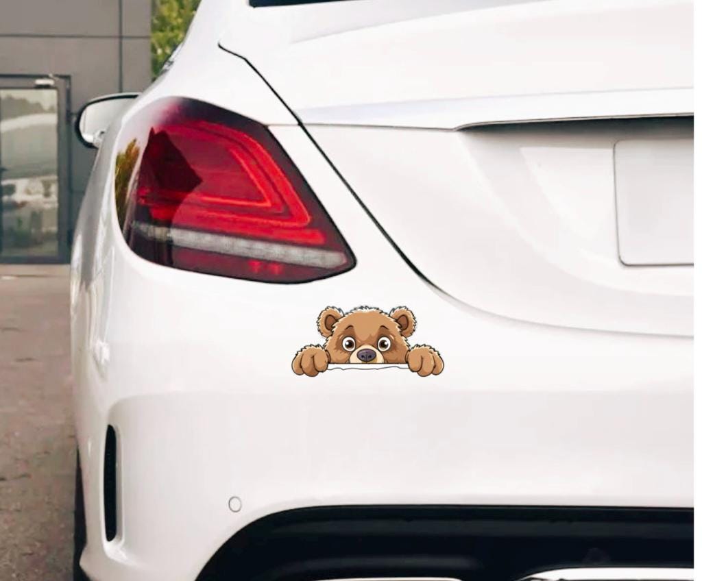 Cute Peeking Bear Car Sticker. Auto Animal Decal for Rear Window, Kids ...