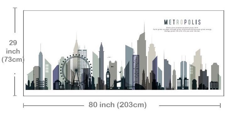 City Wall Decal, City Skyline Stickers, Gotham City Decal, Vinyl Decal ...