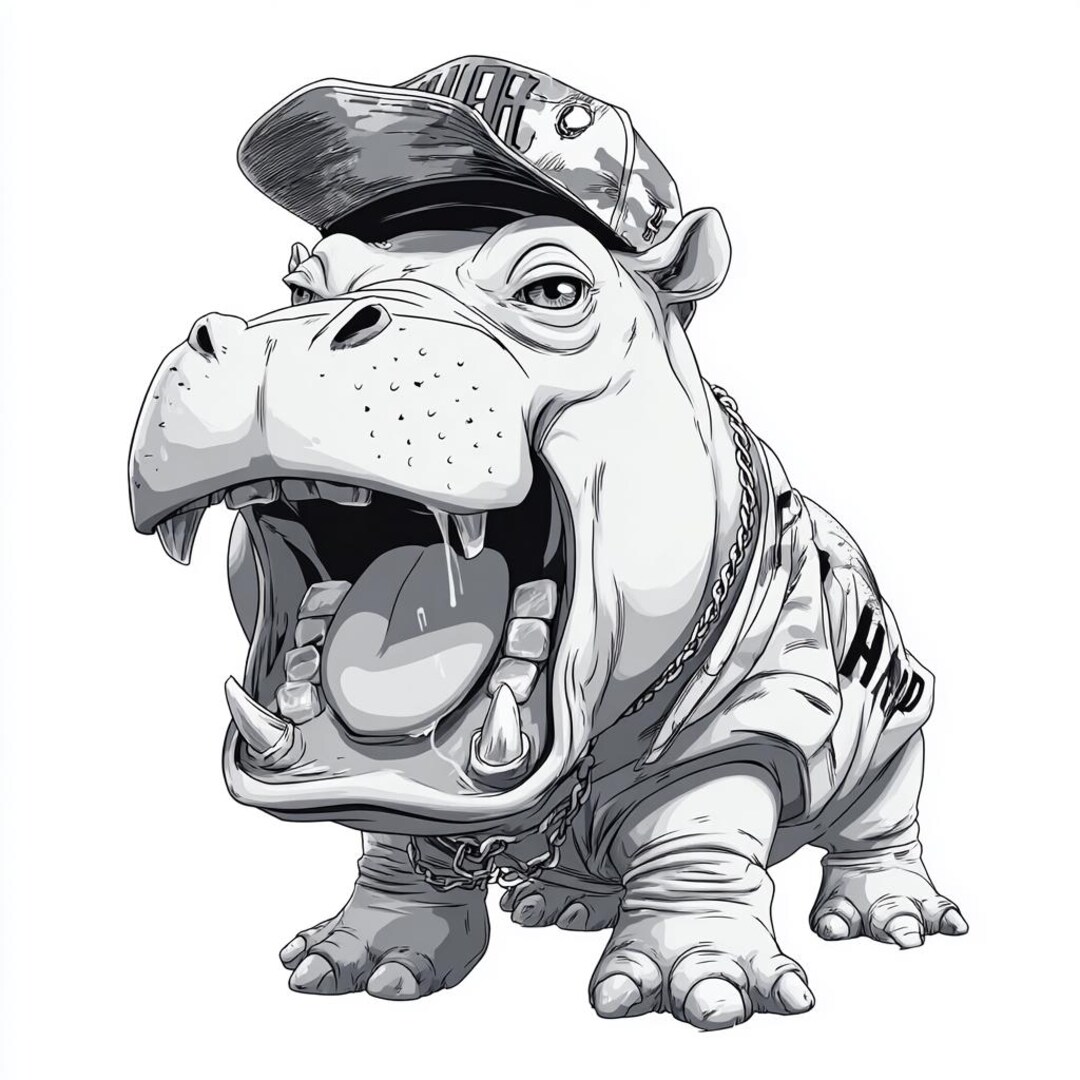 Hippo Sticker, Hippo Decal, Cool Animal Car Sticker, Aggressive Hippo ...