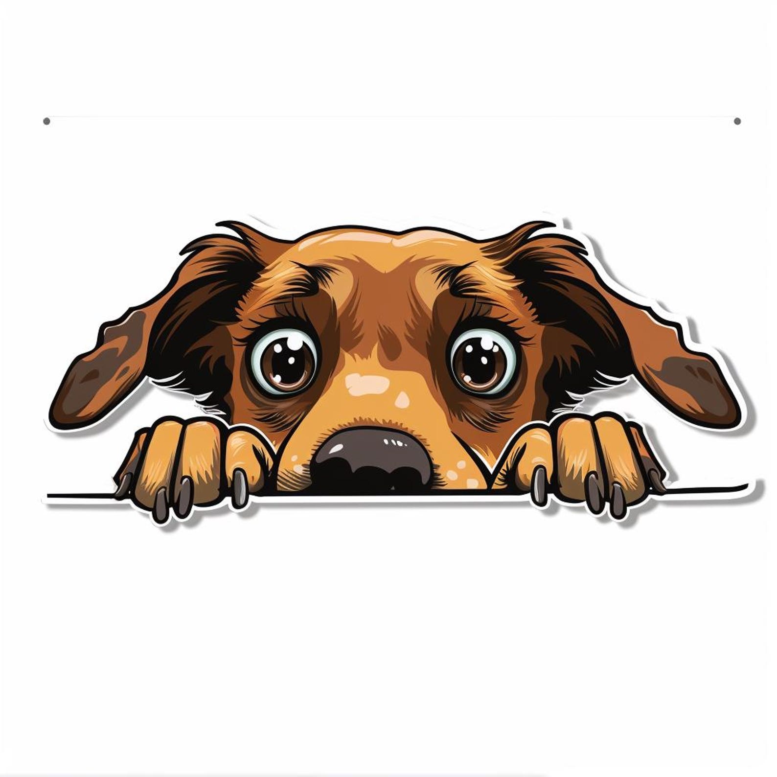Adorable Anime Dog Peeking Sticker. Kawaii Puppy Vinyl Decal for Car ...