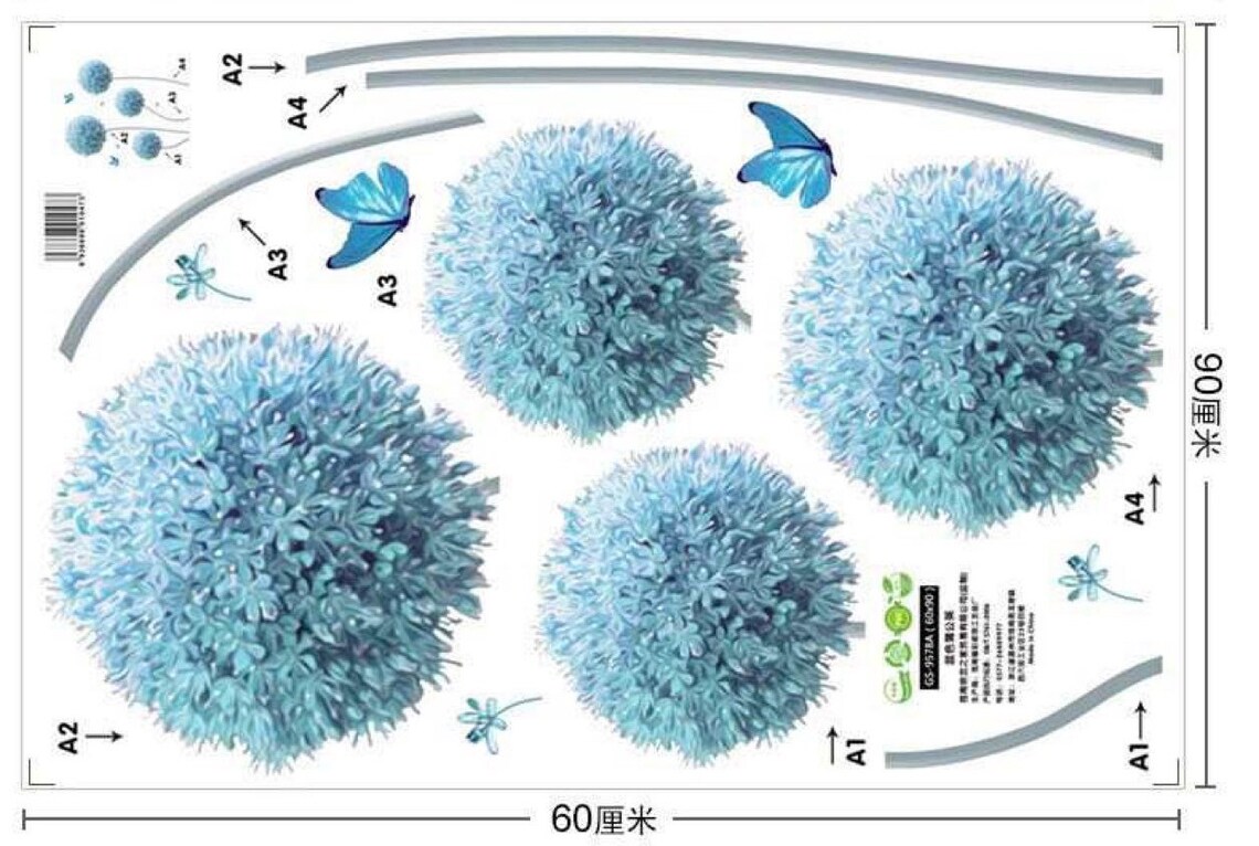 Blue Flower Wall Decals Flower Wall Stickers for Bedroom - Etsy