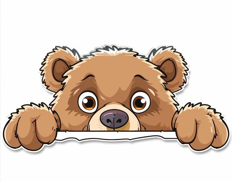 Cute Peeking Bear Car Sticker. Auto Animal Decal for Rear Window, Kids ...