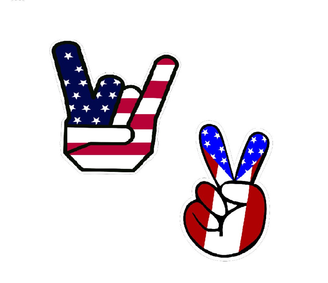 Hand Gesture American Flag Design Sticker Car Window Decal Rock Music ...