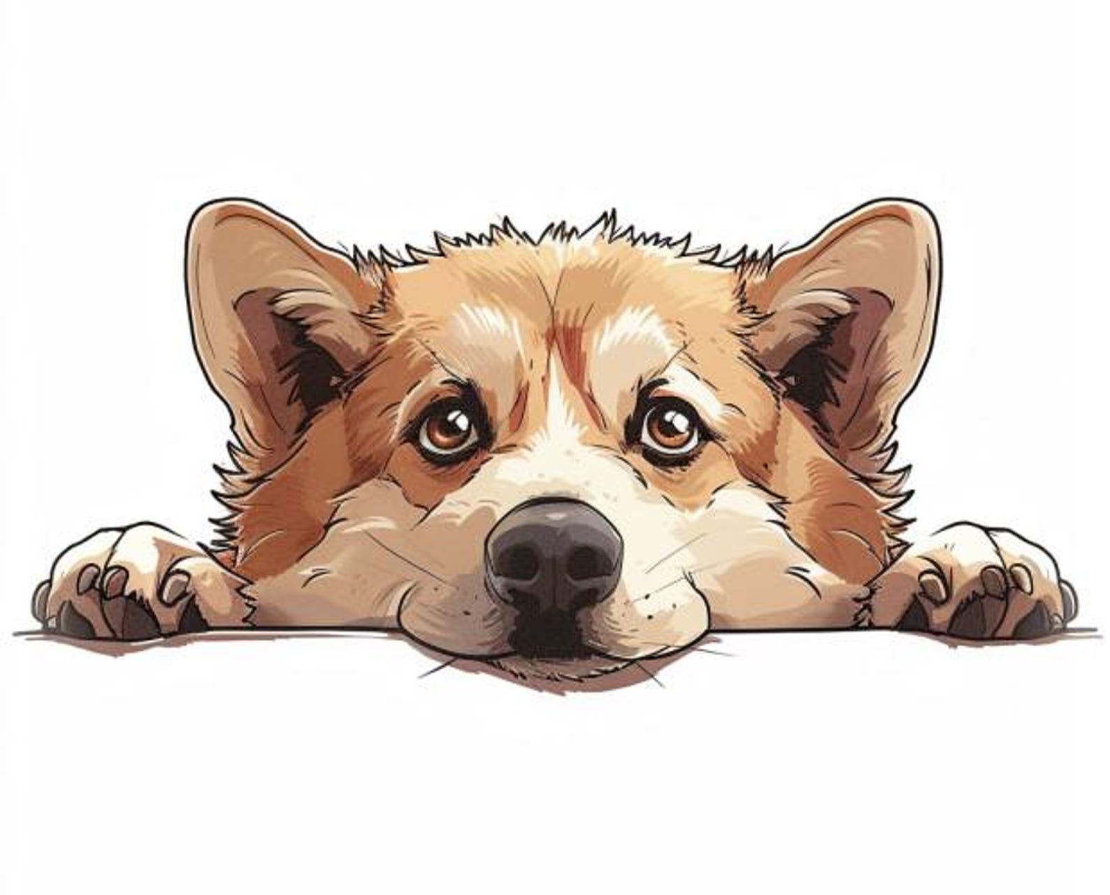 Adorable Anime Dog Peeking Sticker. Kawaii Puppy Vinyl Decal for Car ...