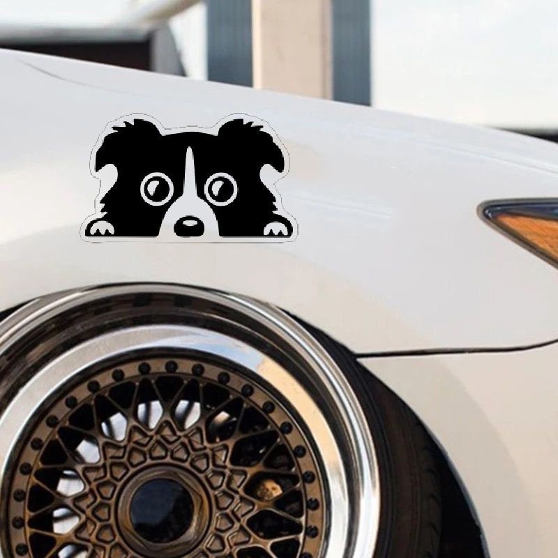Dog Peeking Decal, Vinyl Dog Face Sticker for Car, Car Window Decal ...