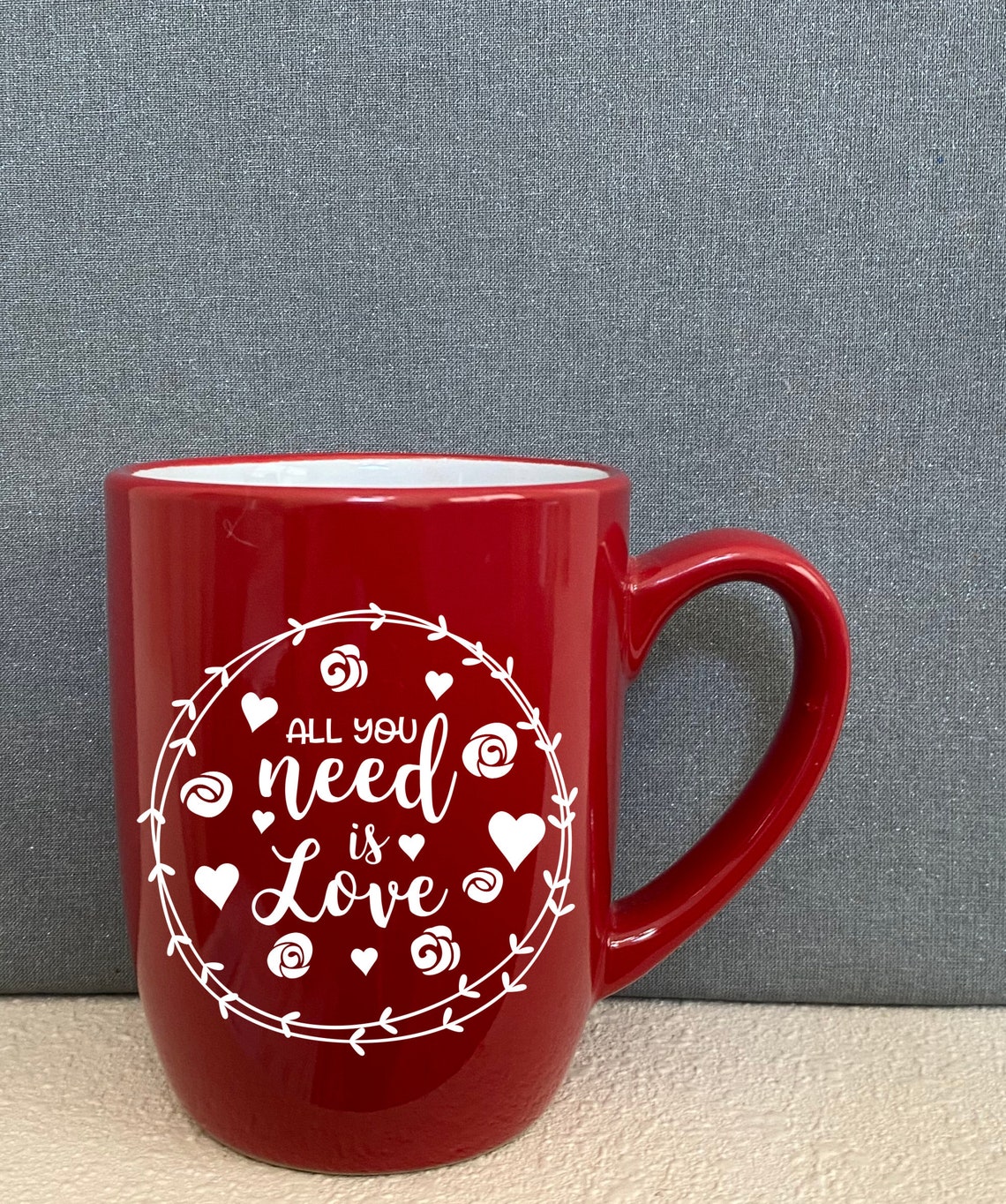 Red Valentines Day Mug Ceramic Coffee Mug Love Themed Mug Etsy