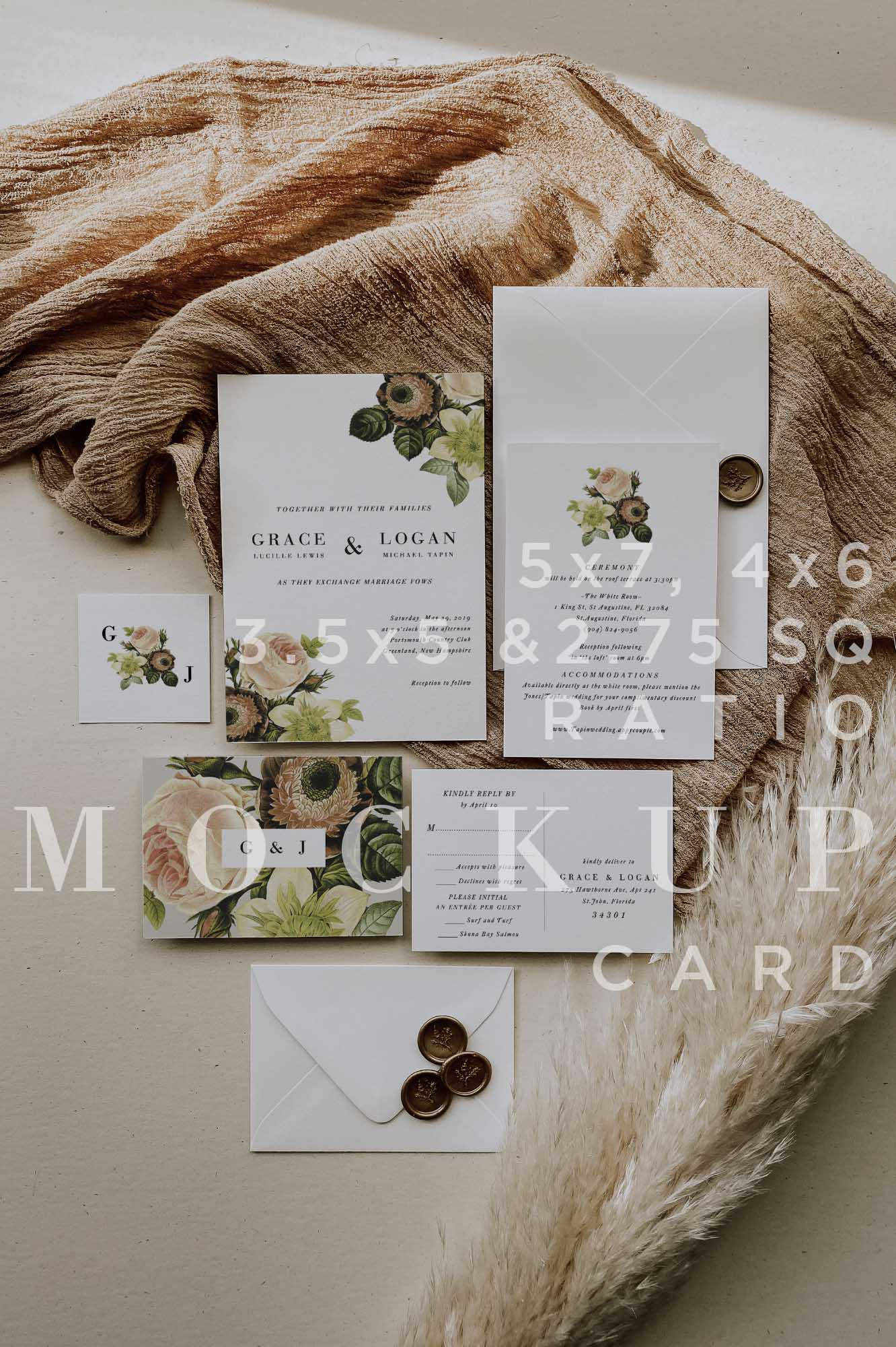 Neutral Wedding Invitation Mockup, Minimal Mock Up, Digital Download ...