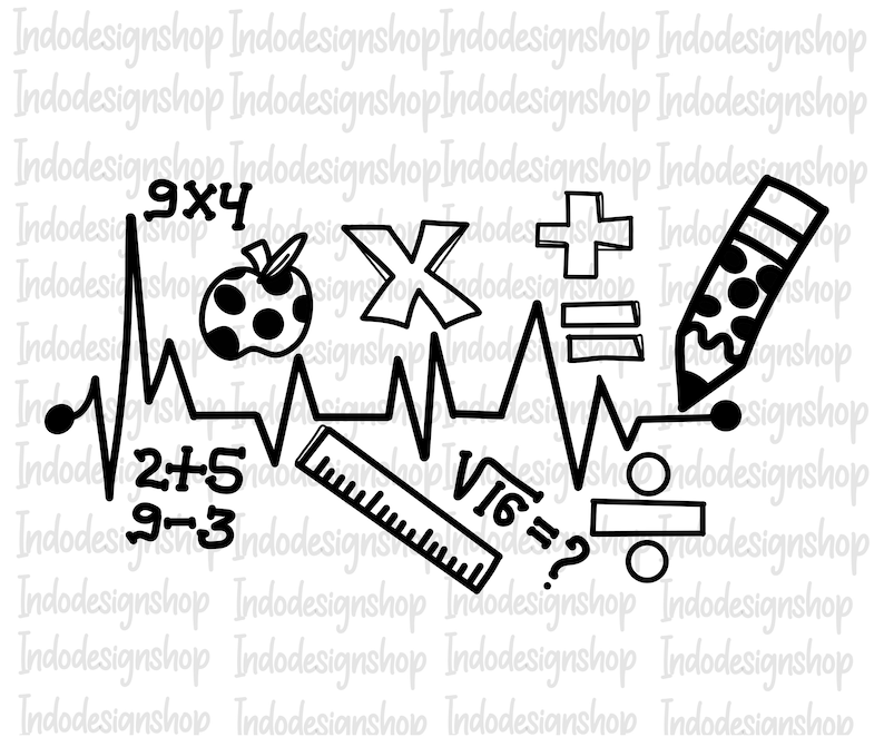 Math Teacher Heart Beat Png Svg, Mathsteacherlife Sublimation Design ...