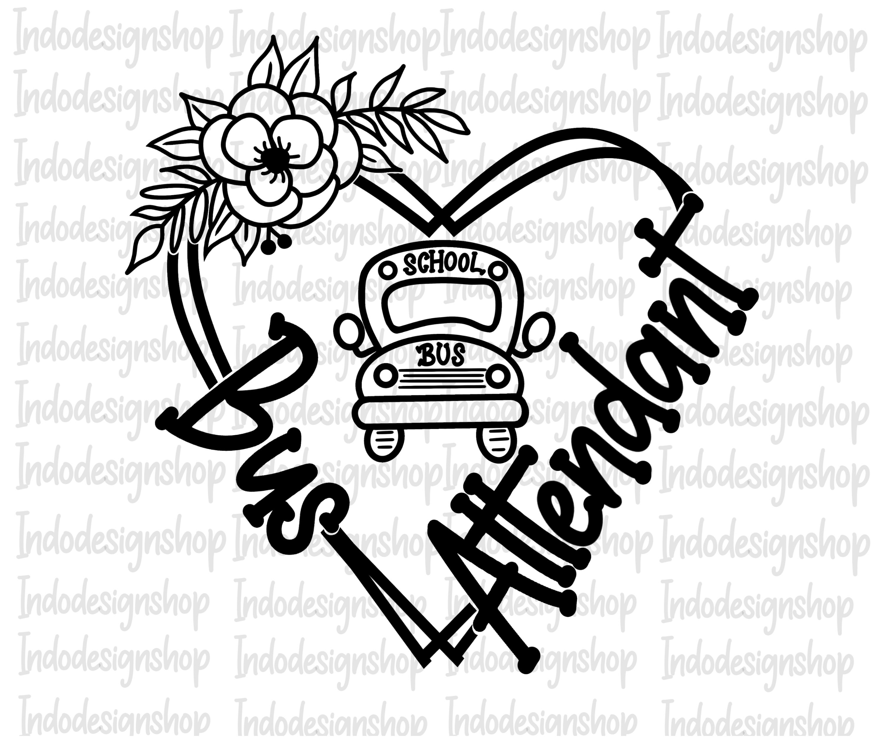 Bus Attendant Svg Png, Floral Bus Attendant Svg File for Cricut, One ...