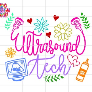 Floral Ultrasound Technician Png Svg, Floral Cute Ultrasound Tech Svg ...