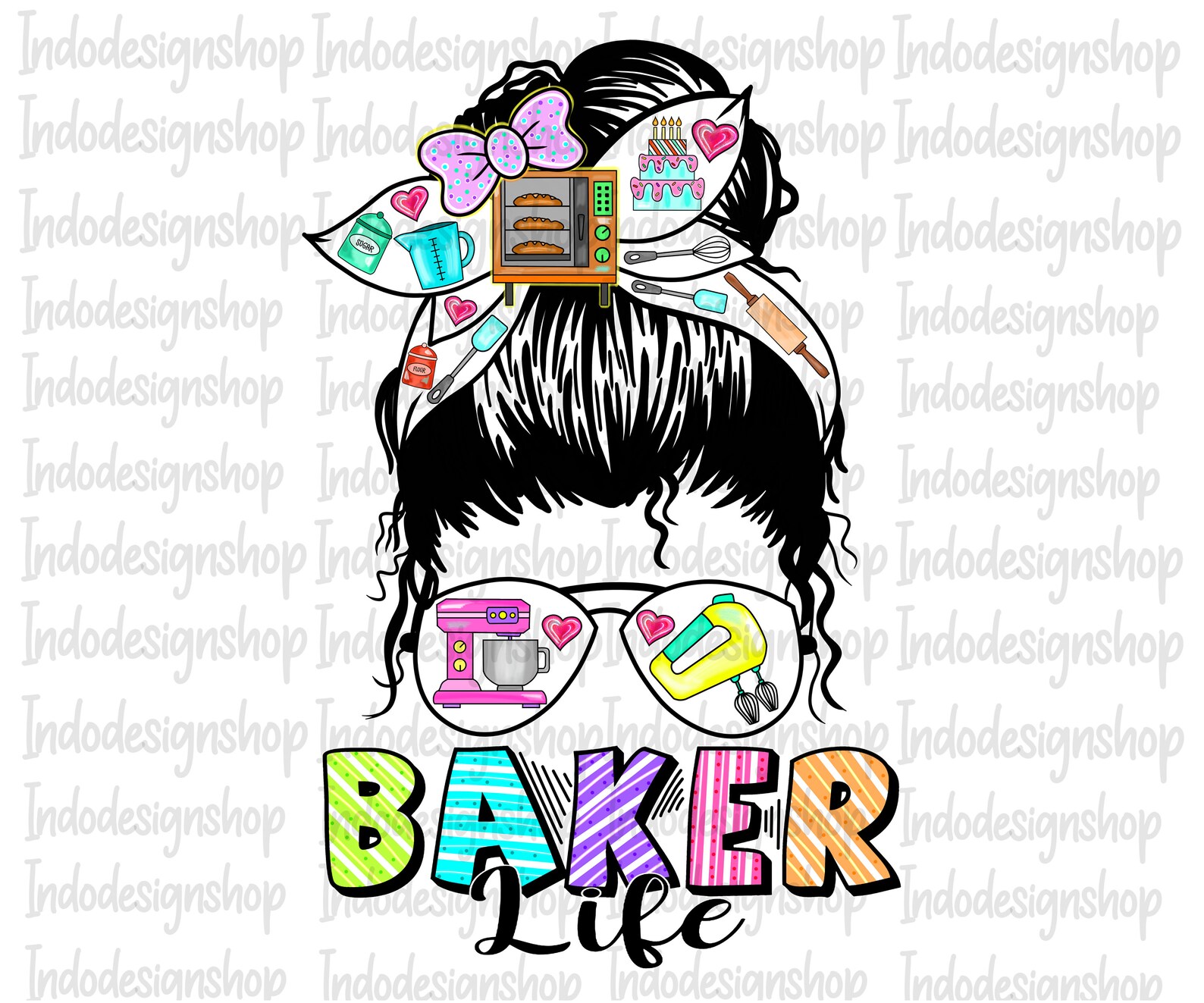 Baker Life Png Baker Life Messy Bun Sublimation and Digital - Etsy