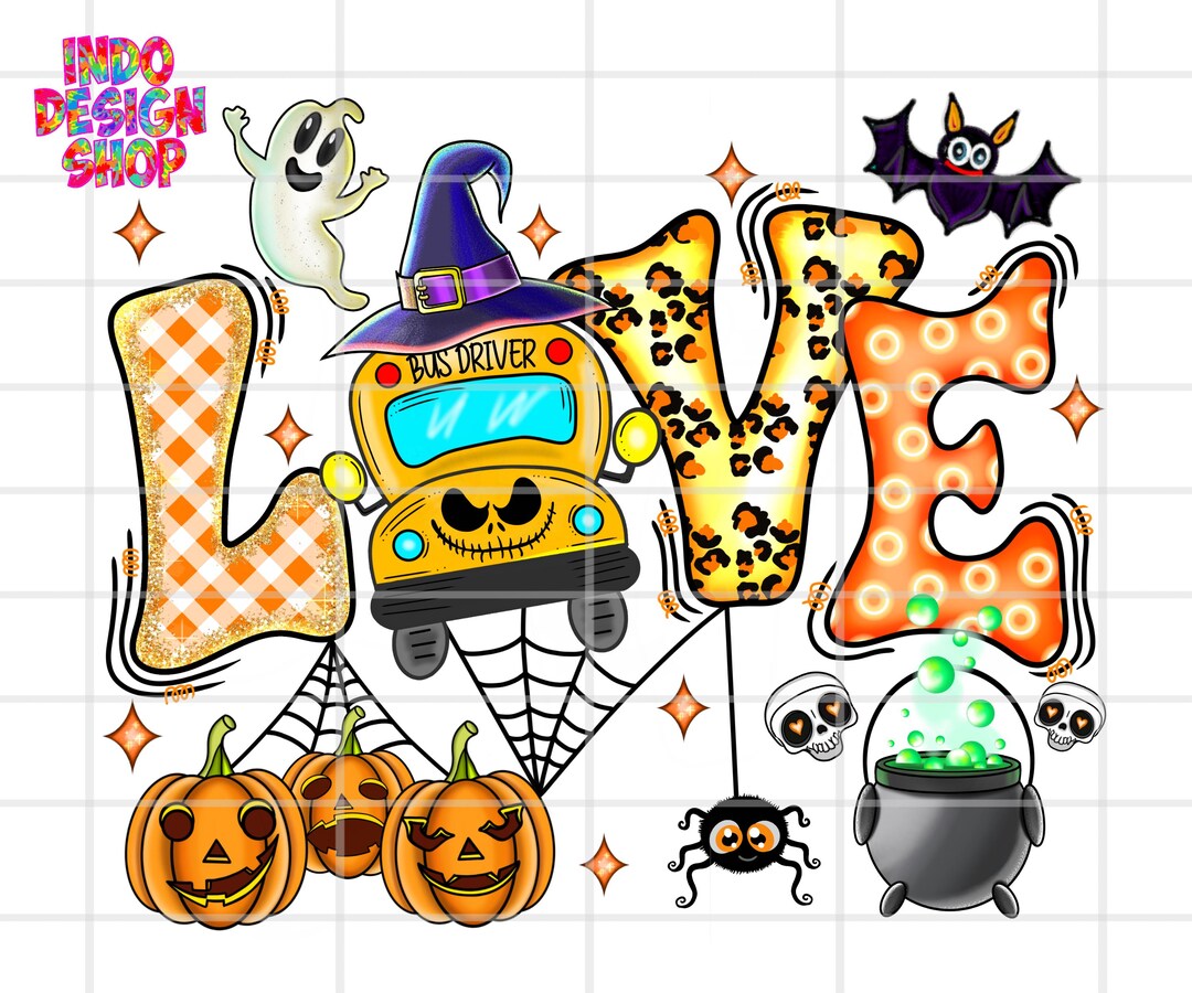 School Bus Halloween Png, Spooky Bus Driver Png File for Sublimation ...