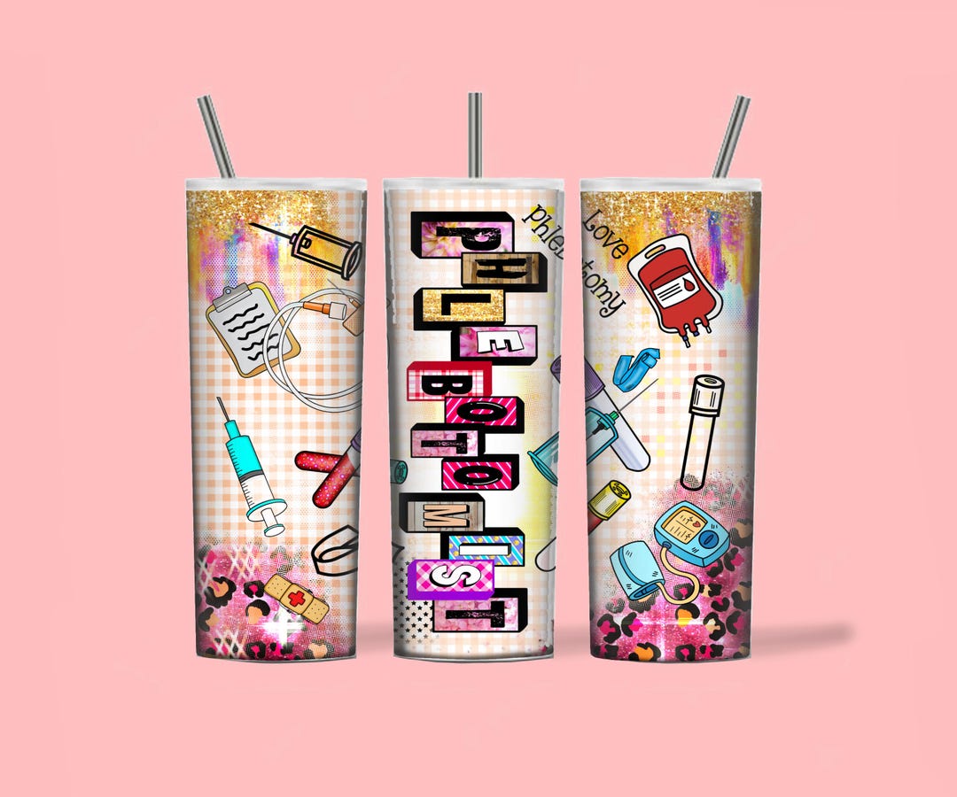 Phlebotomist Tumbler Wrap Sublimation Design, Phlebotomist Pink Floral ...