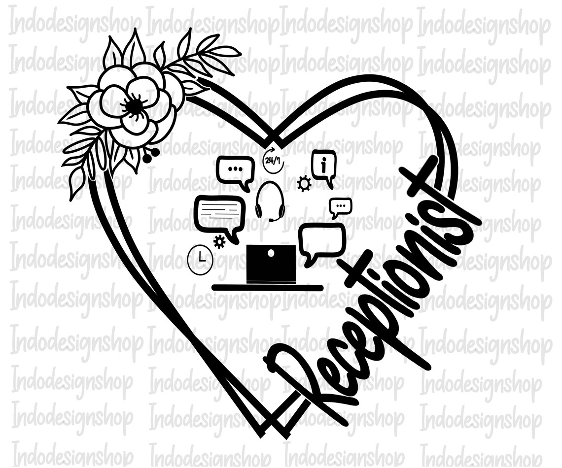 Receptionist Svg, Receptionist Svg File for Cricut, Floral Heart ...