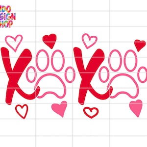 Xoxo Paw Prints Svg Png, Valentine's Day Paw Prints Svg Png, Valentine ...