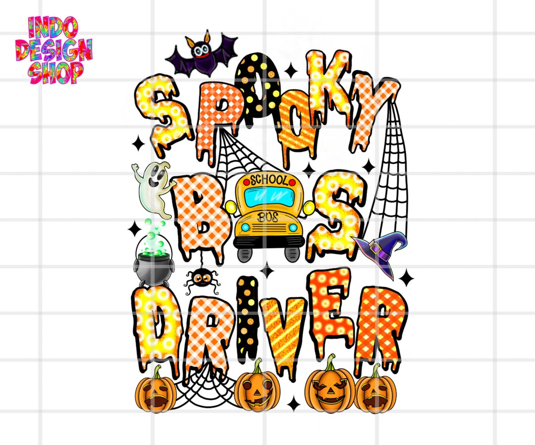 School Bus Halloween Png, Spooky Bus Driver Png File for Sublimation ...