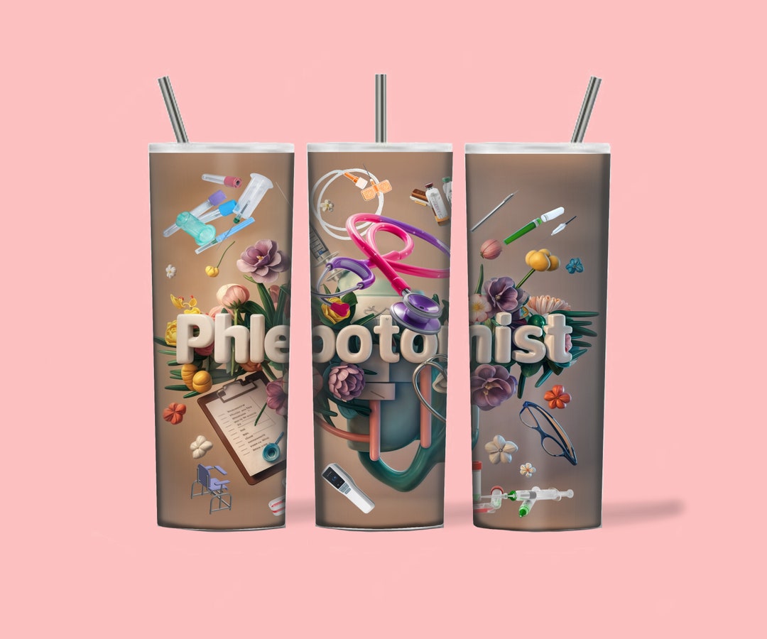 Floral Phlebotomy Tumbler Wrap Png, Floral 3D Phlebotomist Wrap Png ...