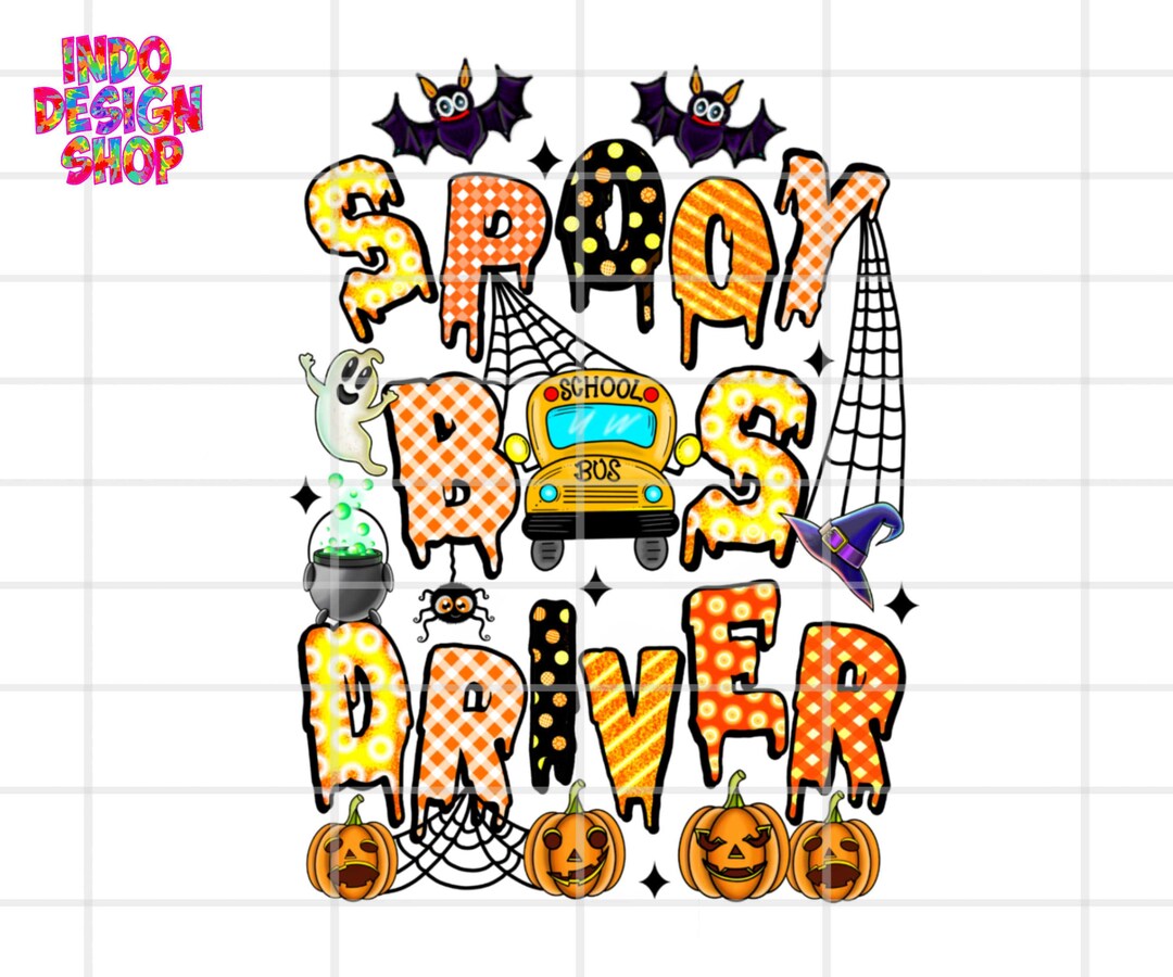 Halloween Bus Driver Png, Spooky Bus Driver Png File for Sublimation ...